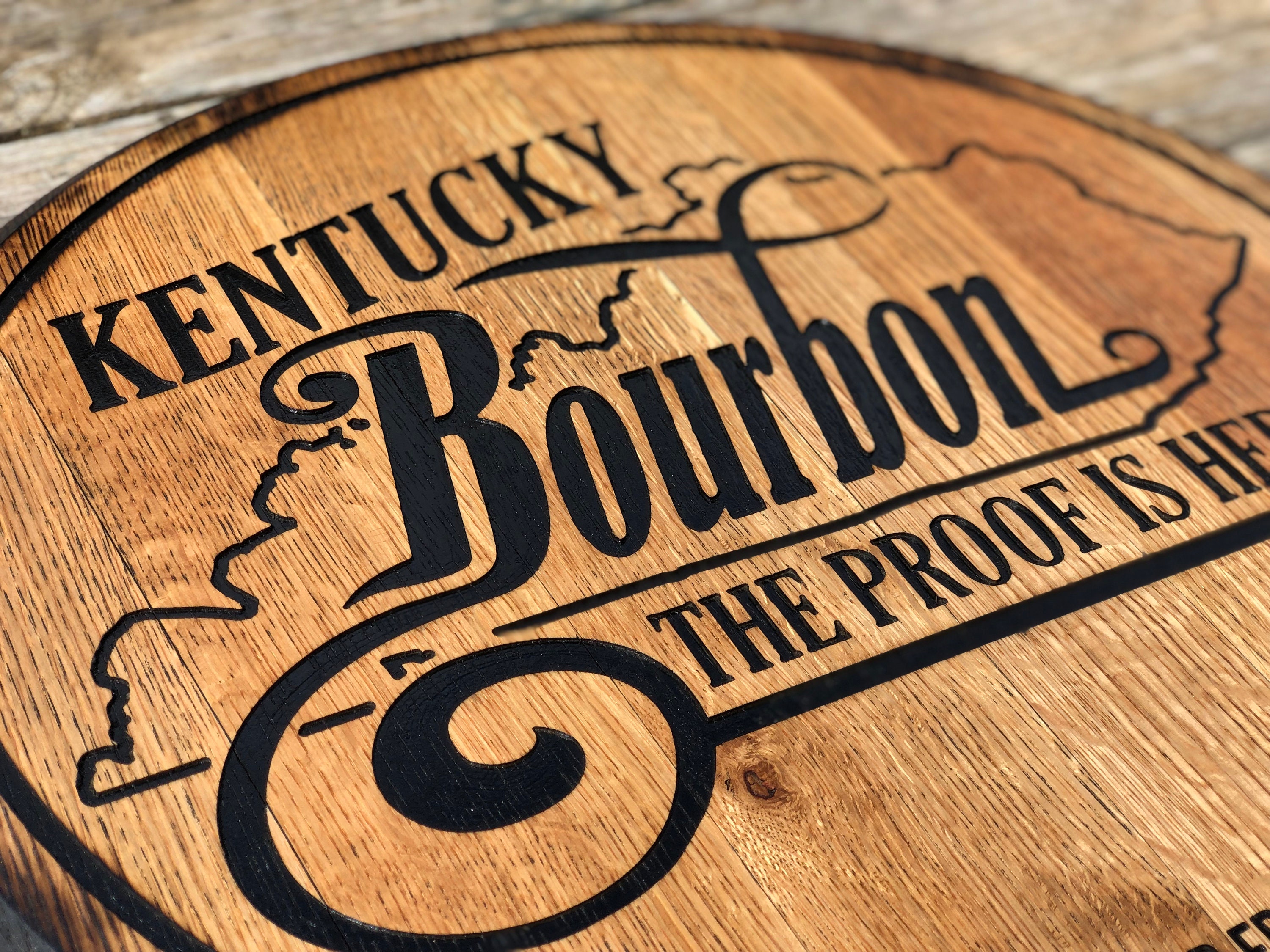 Kentucky Bourbon Barrel, Carved Rustic Bar Sign, Whiskey Barrel Decor ...