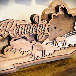 Kentucky Home 3D Layered Hardwood Sign, Rustic Decor Barnwood Sign ...