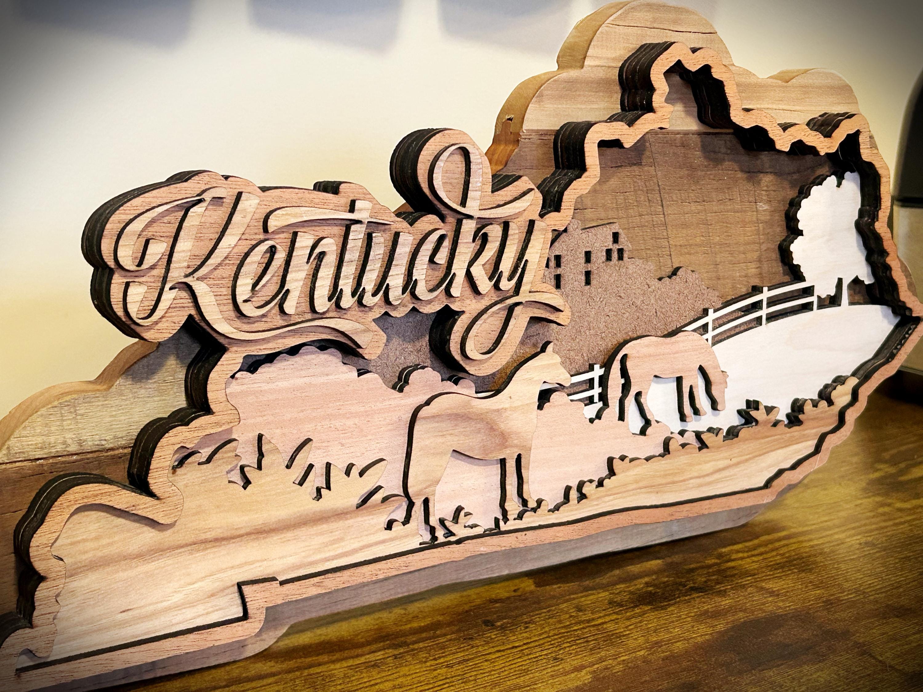 Kentucky Home 3D Layered Hardwood Sign, Rustic Decor Barnwood Sign ...