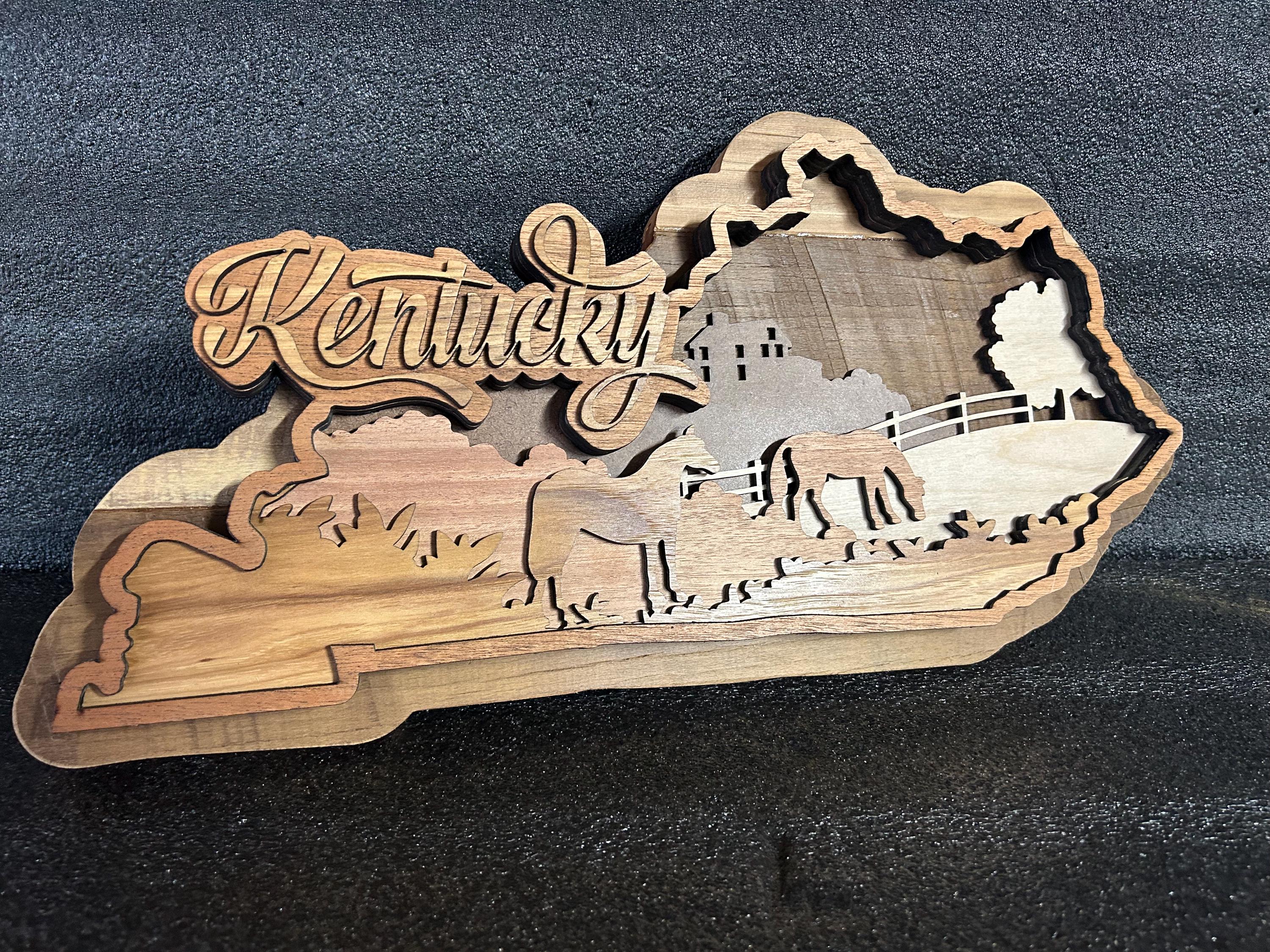 Kentucky Home 3D Layered Hardwood Sign, Rustic Decor Barnwood Sign ...