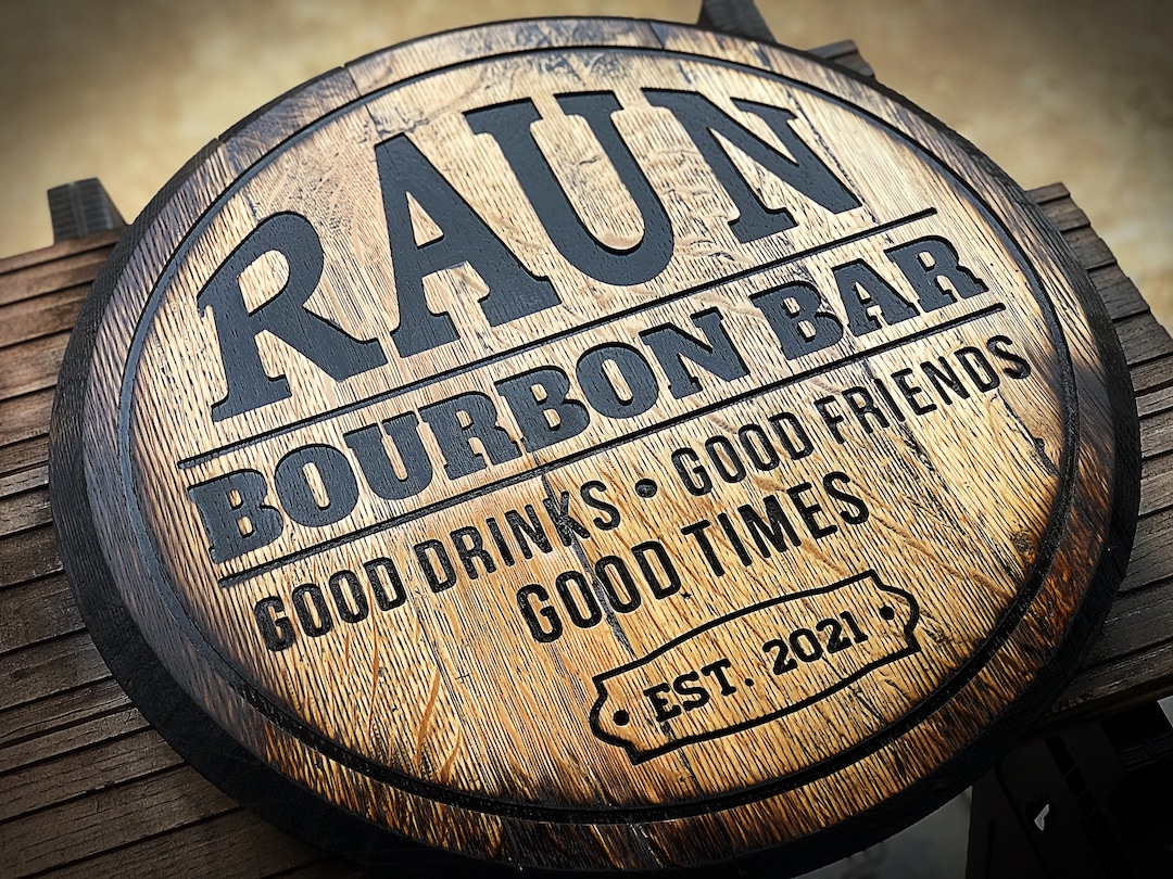 Bourbon Barrel Bar Sign - Personalized Name and Date - Authentic KY ...
