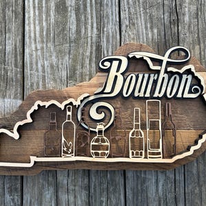 Kentucky Bourbon 3D Layered Hardwood Sign, Rustic Decor Barnwood Sign ...