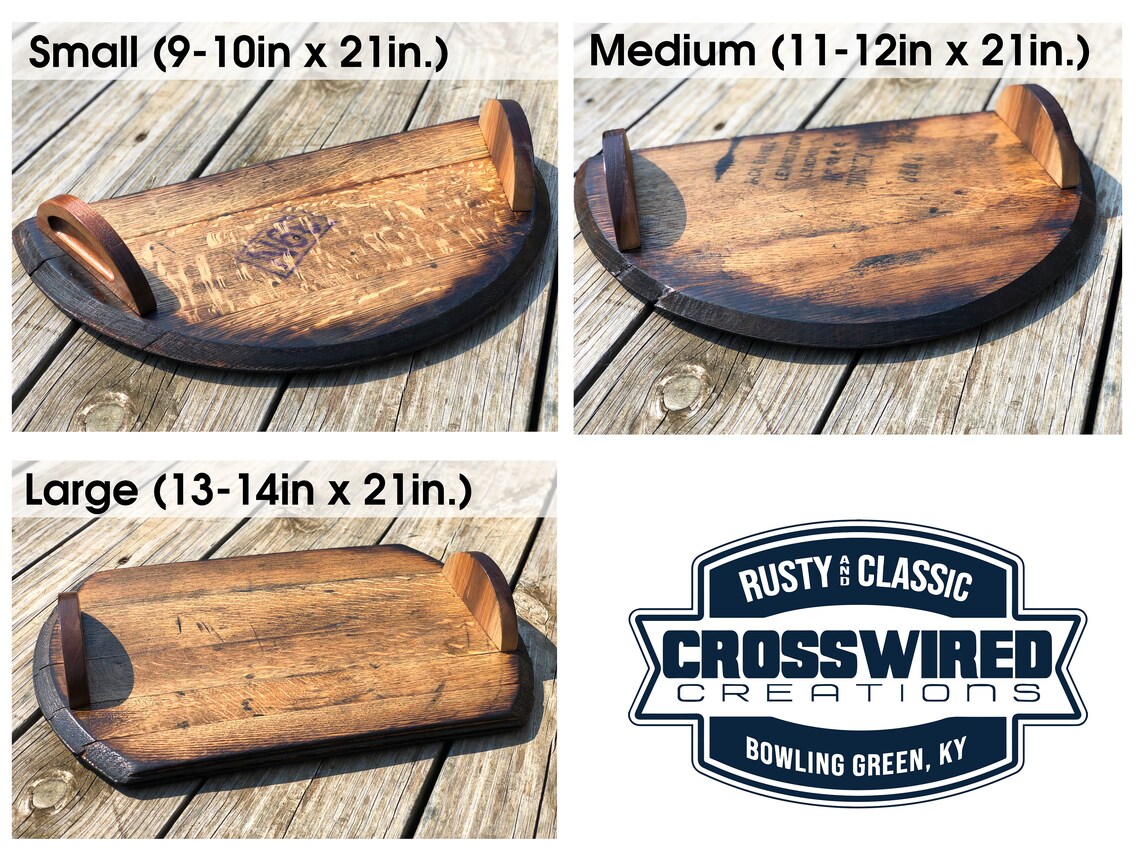 Handcrafted Whiskey Barrel Serving Tray, Noodle Board, Charcuterie With ...