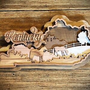 Kentucky Home 3D Layered Hardwood Sign, Rustic Decor Barnwood Sign ...
