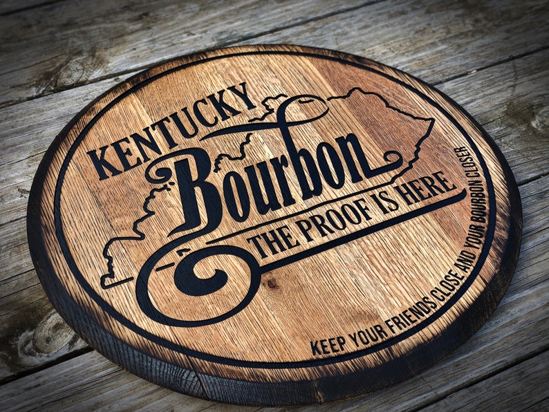 Kentucky Bourbon Barrel, Carved Rustic Bar Sign, Whiskey Barrel Decor ...