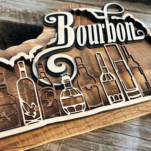 Kentucky Bourbon 3D Layered Hardwood Sign, Rustic Decor Barnwood Sign ...