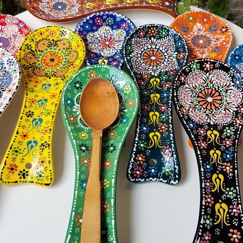 Turkish Ceramic Spoon Holder Handmade Pottery Spoon Rest - Etsy