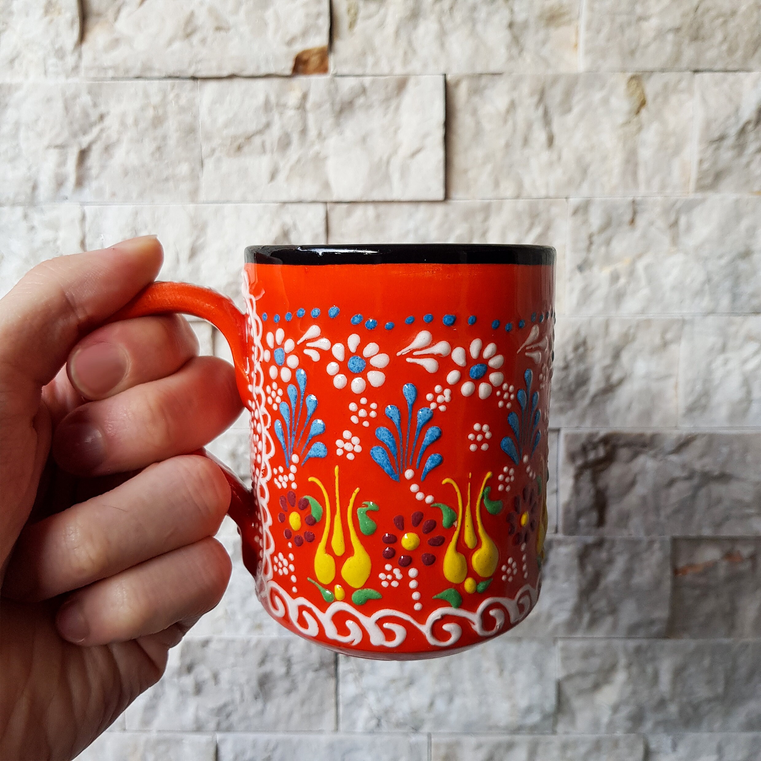 Handmade Turkish Style Orange Ceramic Mug Buy 4 or More and - Etsy
