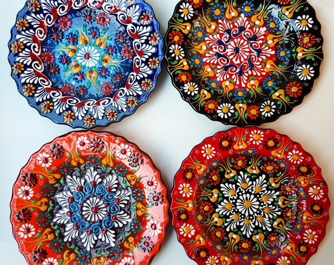 Ceramic Plate, Handmade Turkish Ceramic Plate, 7'' Ceramic Wall Plate ...