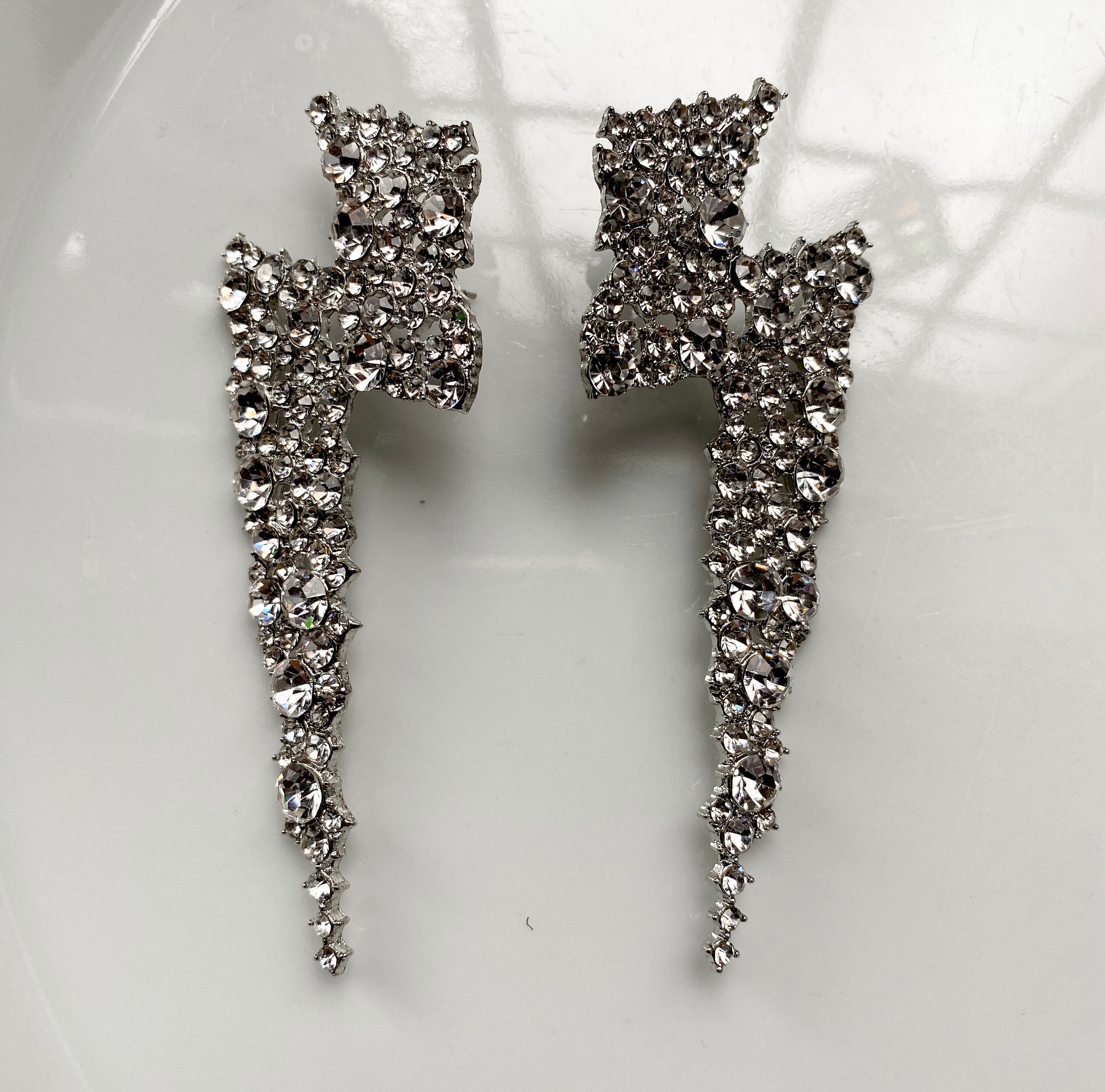 Bethan Large Statement Jewel Lightning Bolt Earrings | Etsy