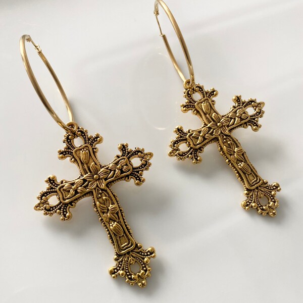Cross Earrings - Etsy
