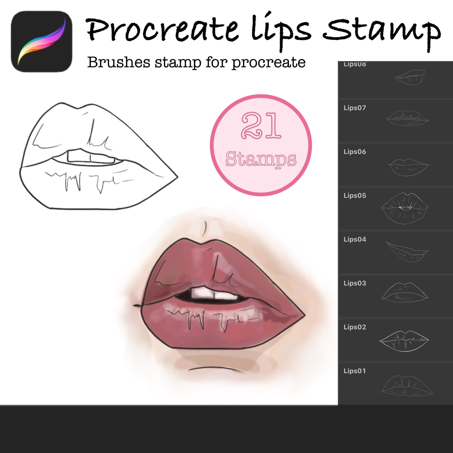 21 Procreate Lips Brushes Stamps Realistic Figures Guides - Etsy