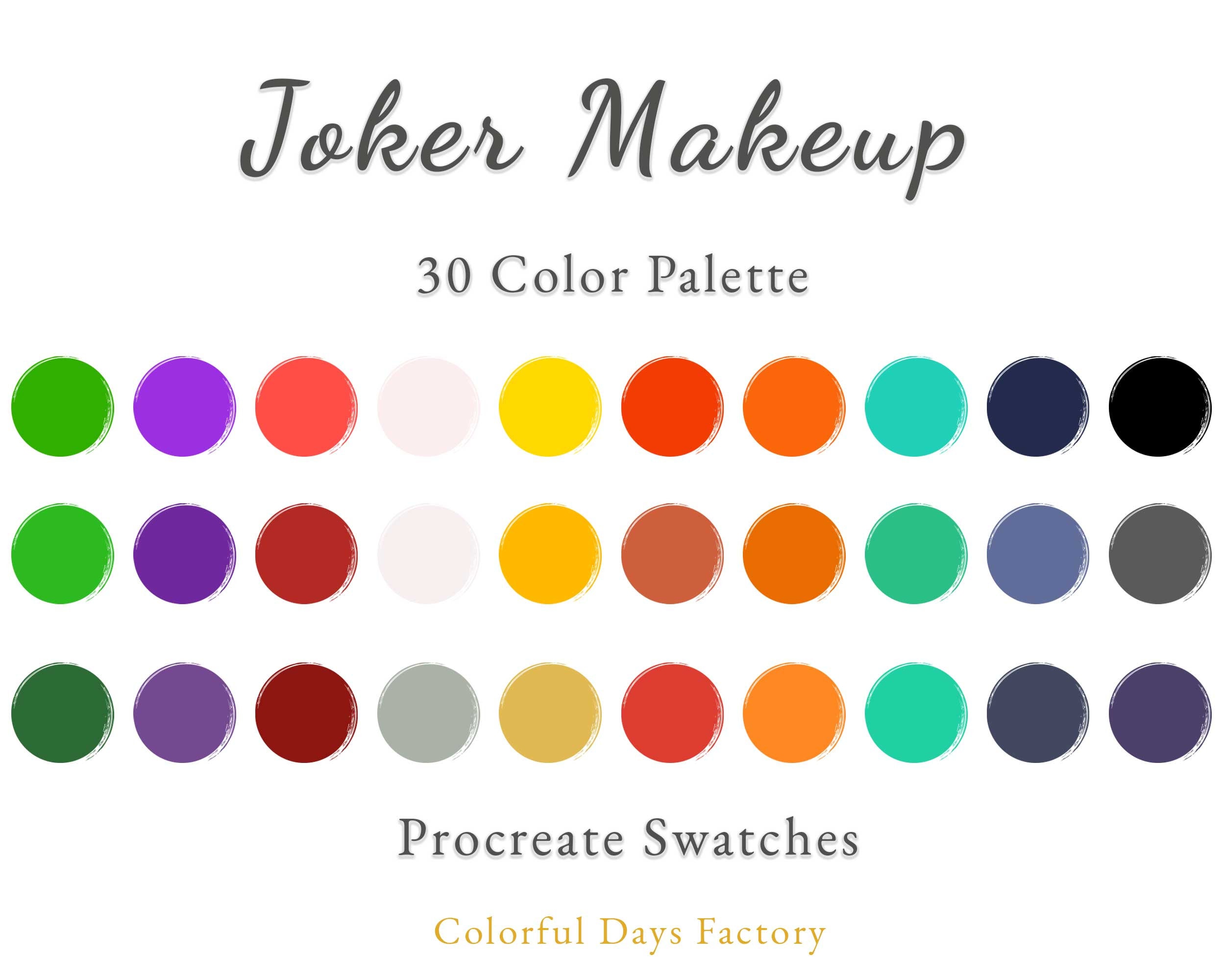 Joker Makeup Color Swatches | Procreate Color Palette | Instant ...