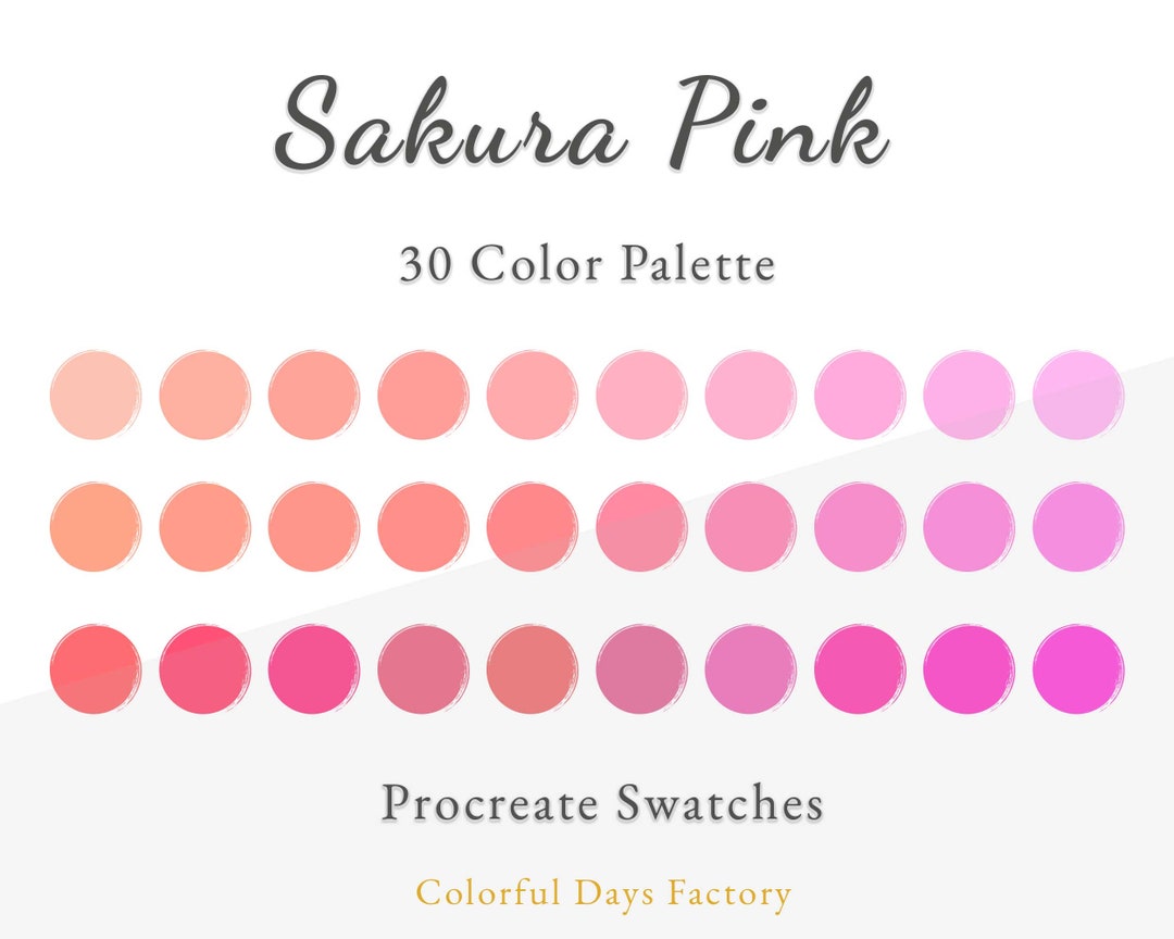 Sakura Pink Color Swatches | Procreate Color Palette | Instant Download ...