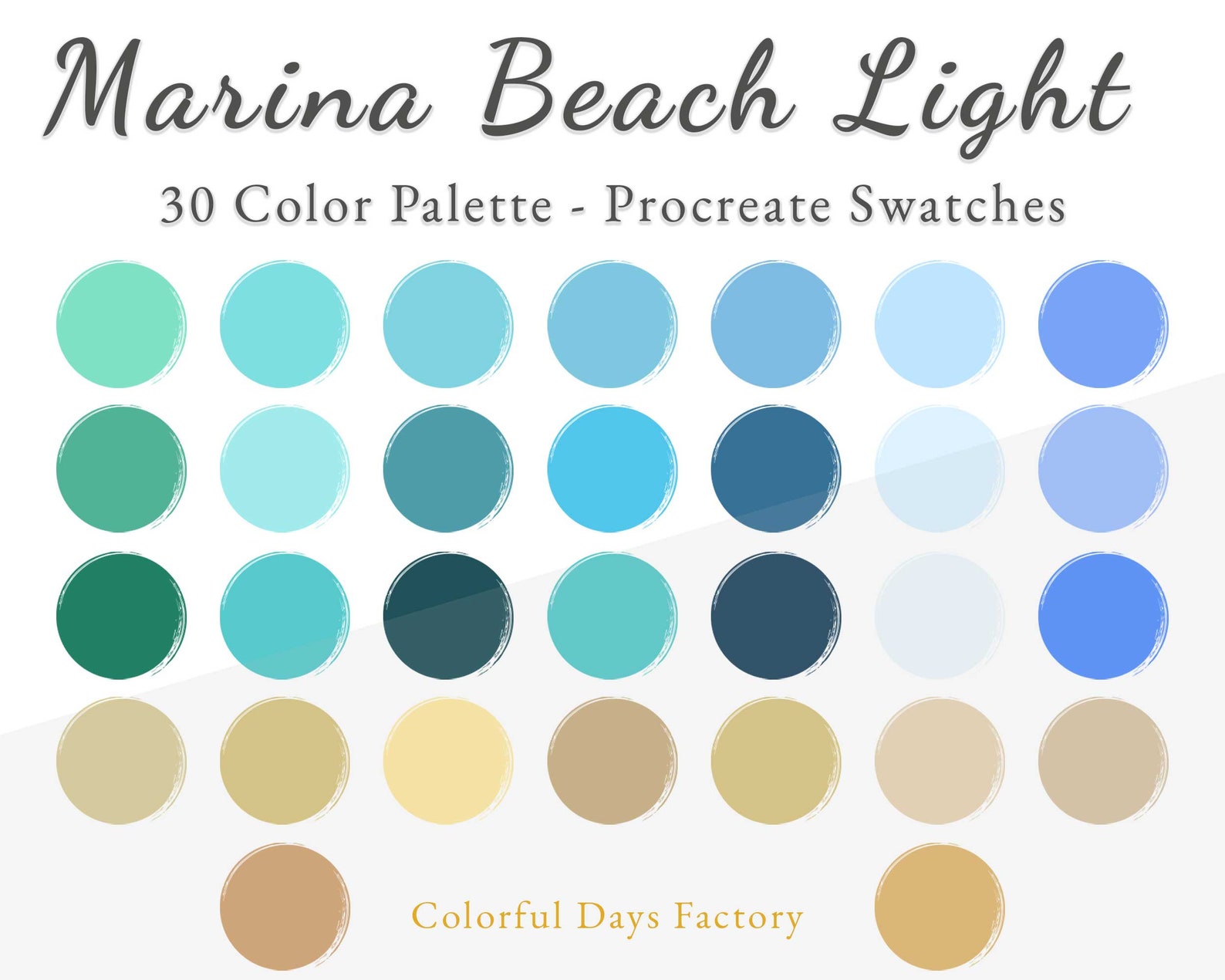 Marina Beach Light Color Swatches | Procreate Color Palette | Instant ...