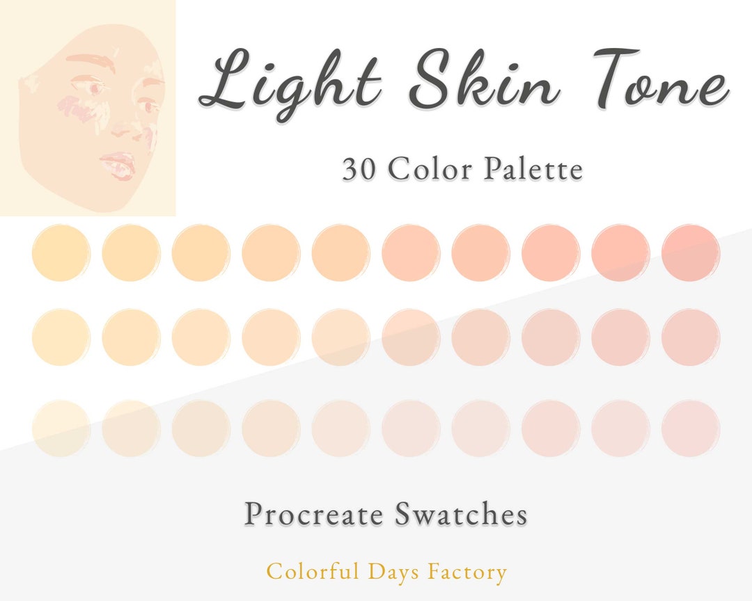 Light Soft Skin Tone Color Swatches | Procreate Color Palette | Instant ...