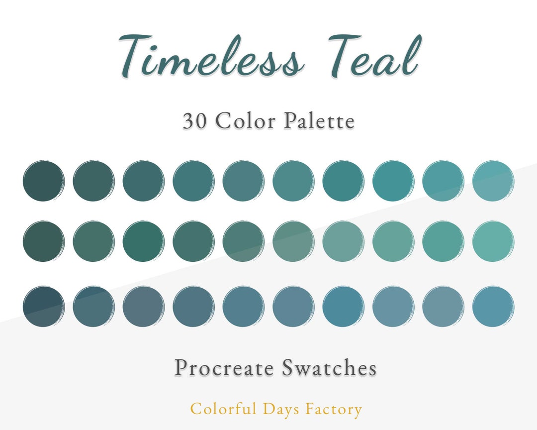 Timeless Teal Color Swatches | Procreate Color Palette | Instant ...