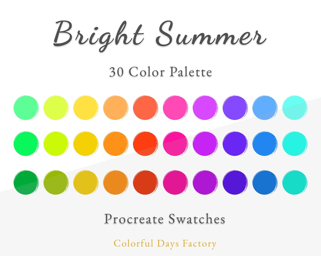 Bright Summer Color Swatches | Procreate Color Palette | Instant ...