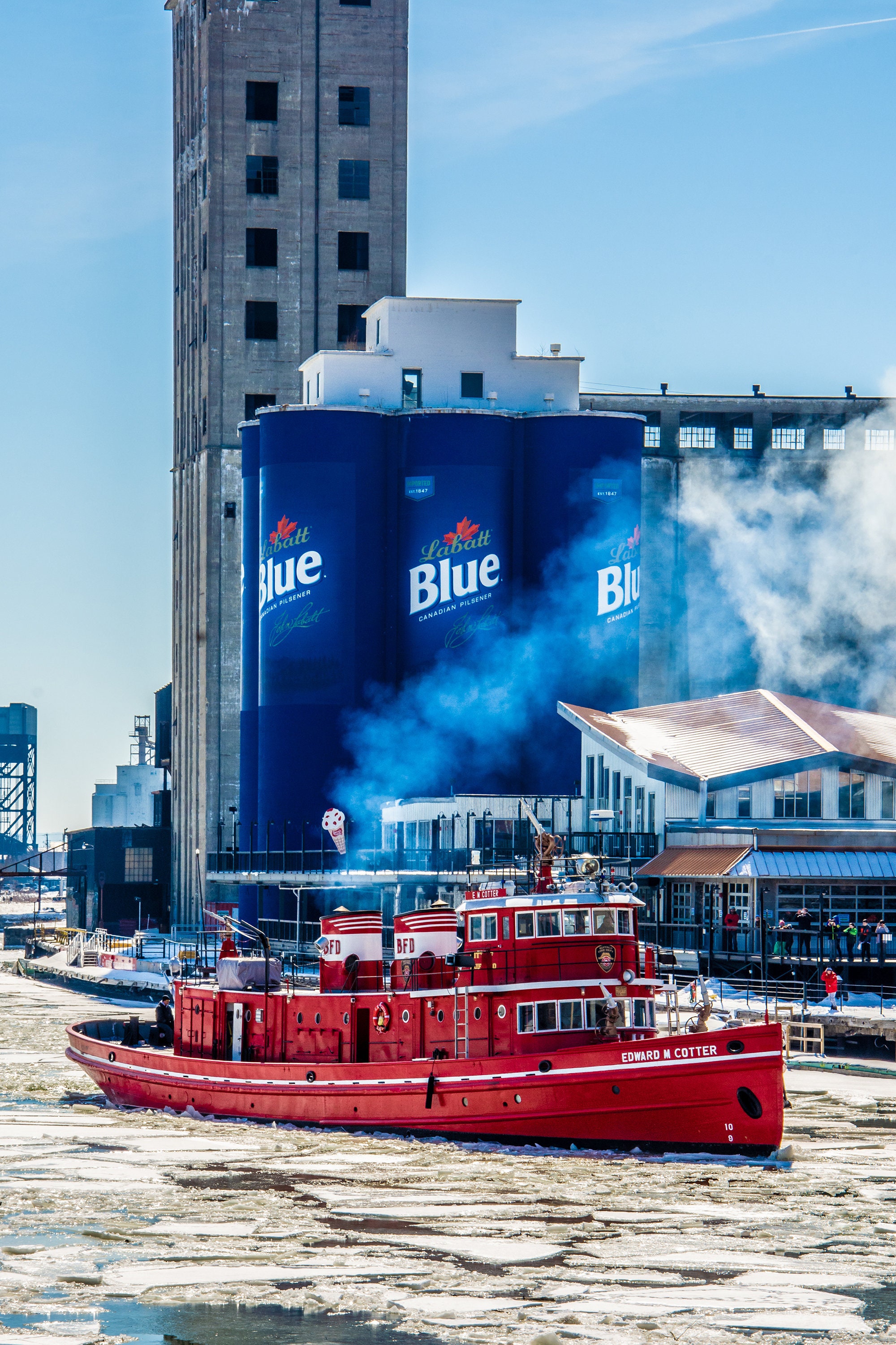 Photo of Fireboat in Buffalo the Edward Cotter Breaking Ice at ...
