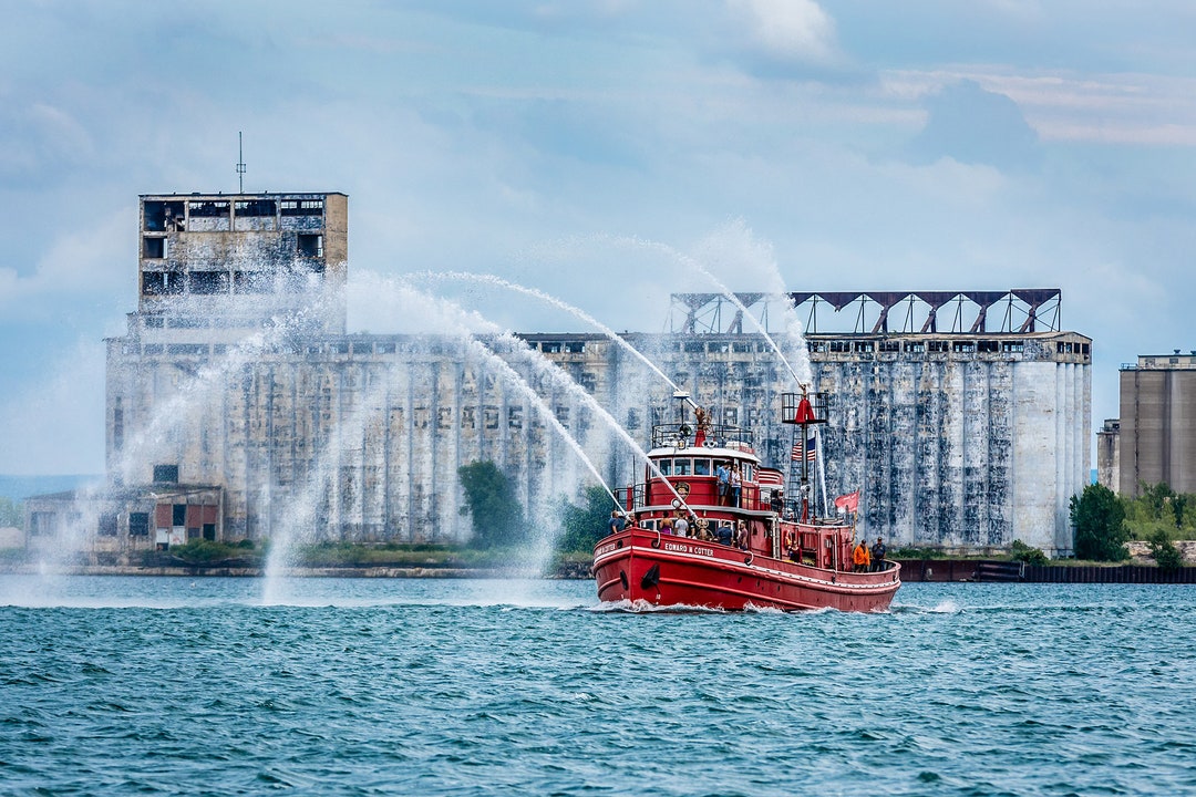 Photo Fireboat the Edward Cotter With Buffalo's Grain Elevators - Etsy