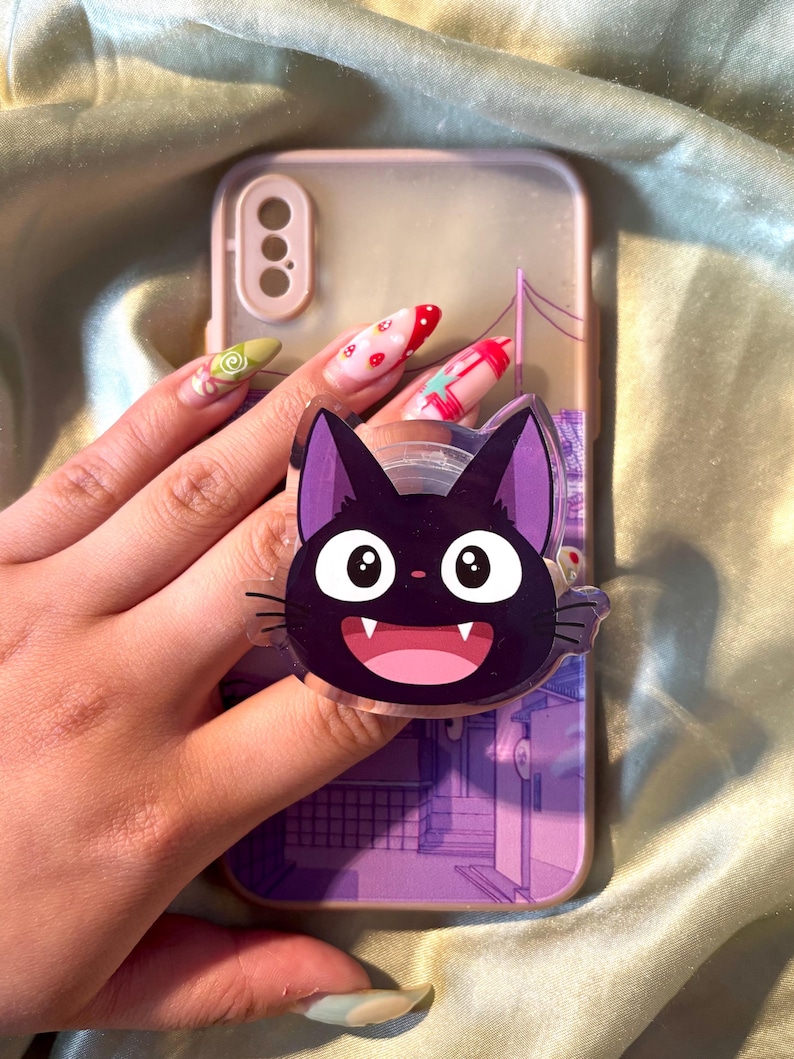 Kawaii Ghibli-style Cat Phone Grip || Griptok, Phone Holder, Mount ...