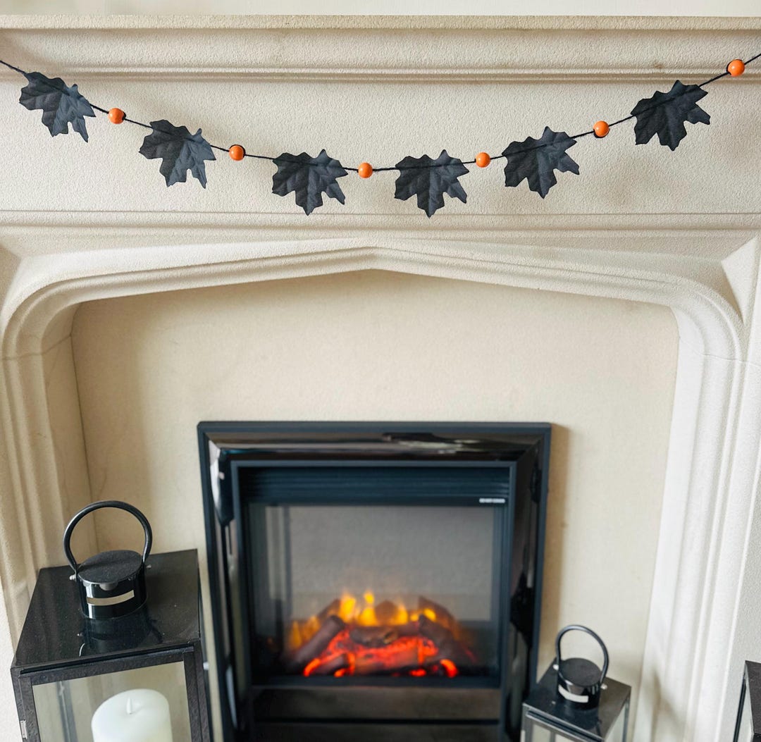 Gothic Leaf Garland, Halloween Decorations, Wall Decor, Gothic Black ...