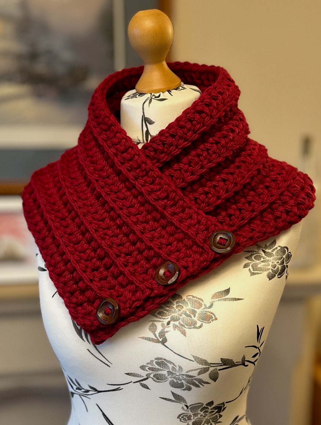 Chunky Knit Button Cowl: Vegan Neck Warmer - Etsy