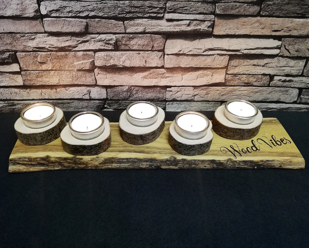 5 Tealight Holders With Glass Insert 2 Cm High Tree Pane - Etsy
