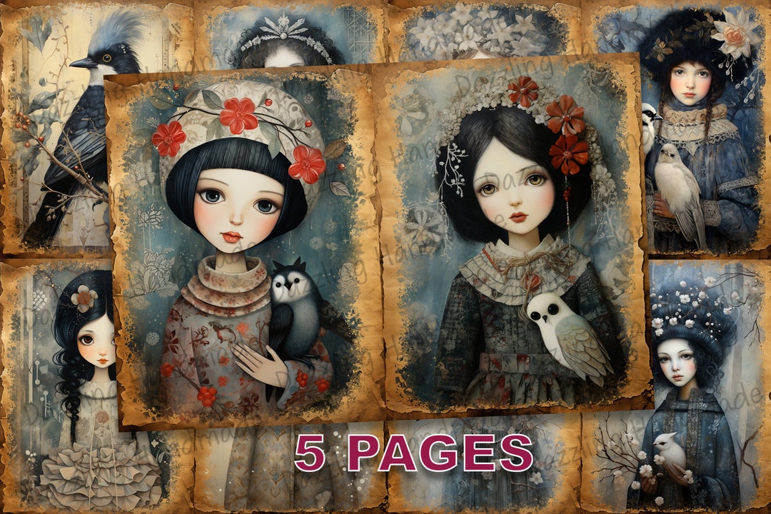 Once Upon a Time Junk Journal Pages Printable JPG Ephemera Watercolor ...