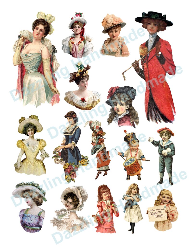 Printable Antique Ephemera Victorian Clipart 48 PNG Elements Commercial ...