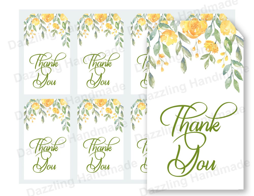 Printable Thank You Tags Blue and Yellow Flowers Ephemera Junk Journal ...