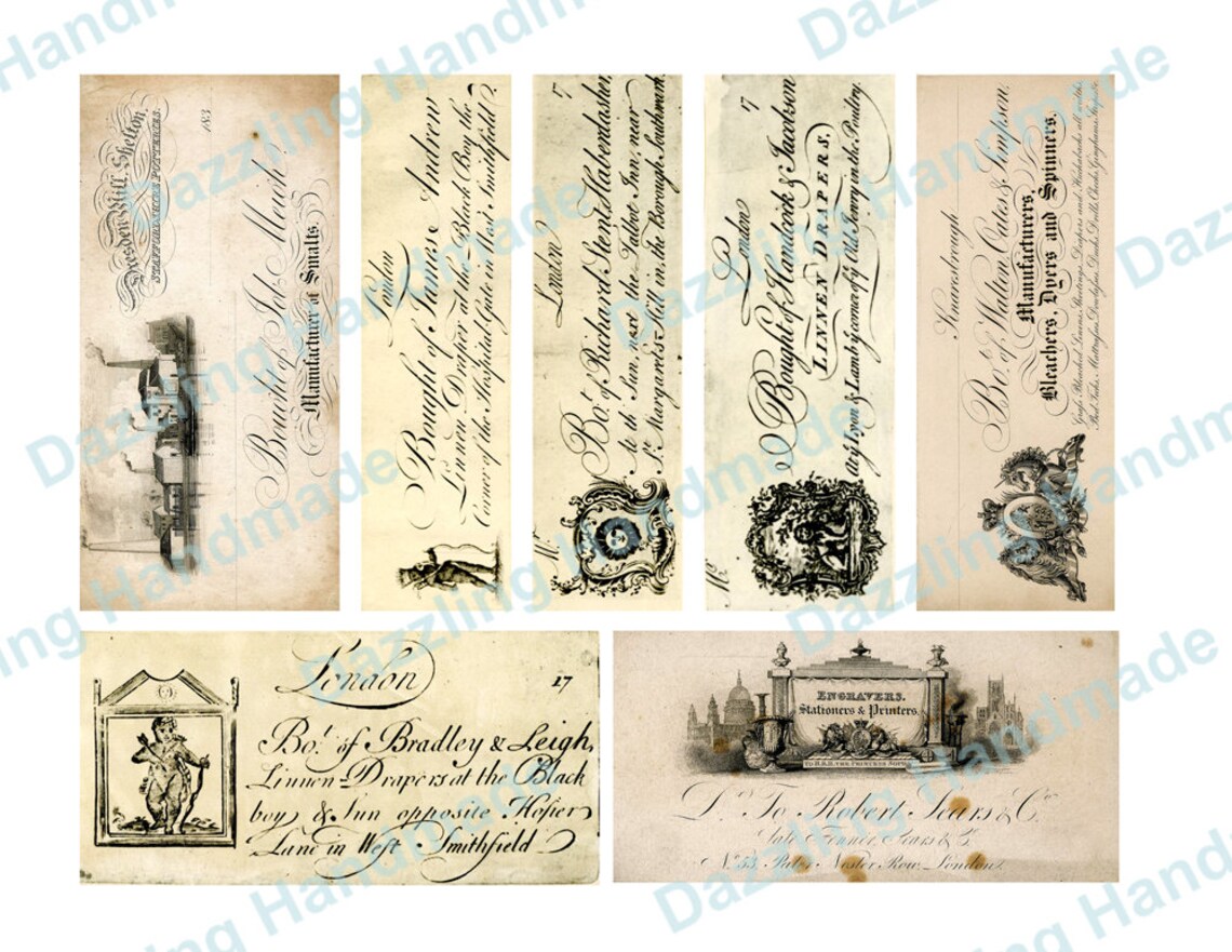 SET 4 Printable Antique Paper Ephemera Clipart Junk Journal Commercial ...