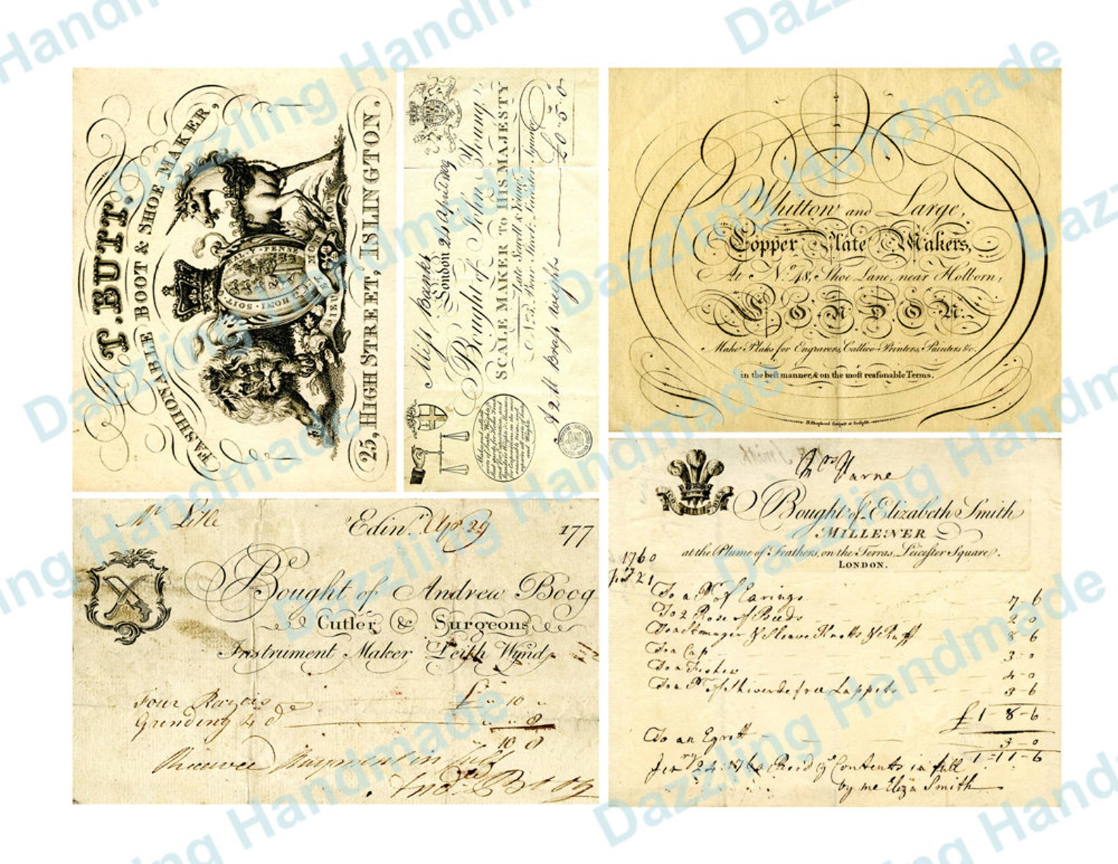 SET 9 Printable Antique Paper Ephemera Clipart Junk Journal - Etsy