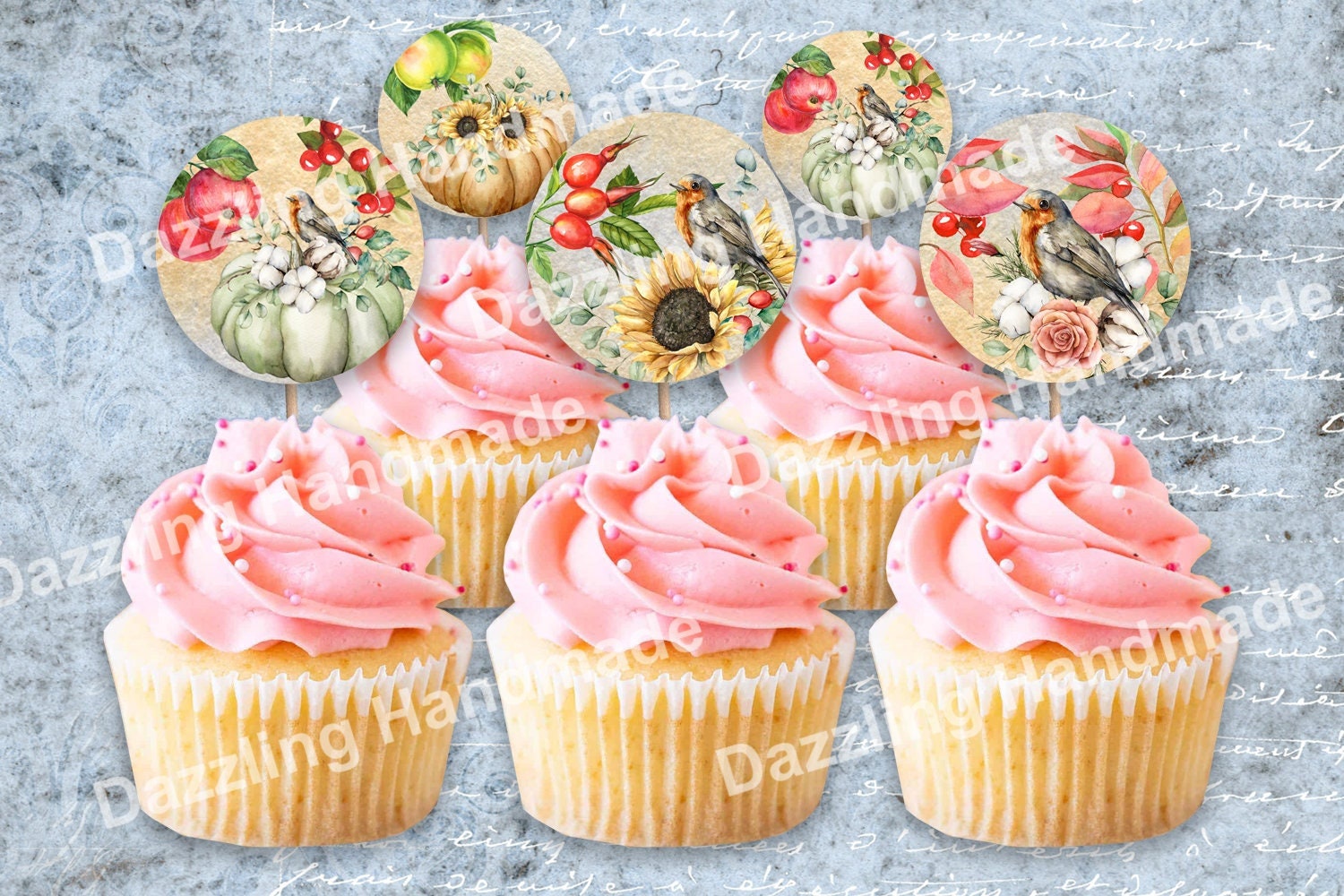Printable Thanksgiving Cupcake Toppers Ephemera Victorian Clipart Junk ...