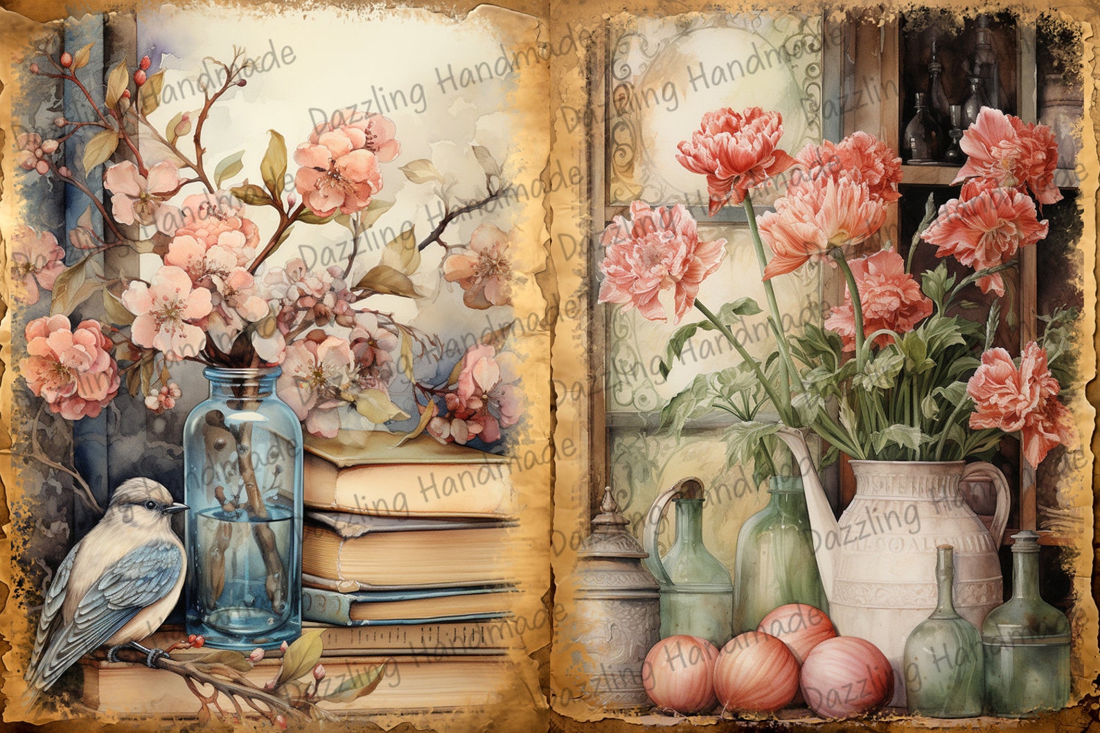Once Upon a Time Fairy Tale Junk Journal 5 Pages Printable JPG Ephemera ...