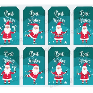Printable Christmas Gift Tags SANTA Merry Christmas, Season's Greetings ...