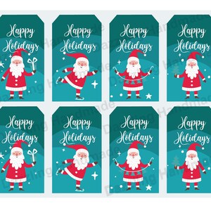 Printable Christmas Gift Tags SANTA Merry Christmas, Season's Greetings ...