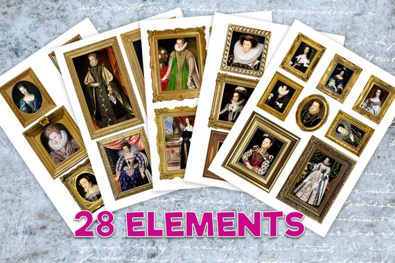 Medieval Queen Printable Ephemera With Frame 28 PNG Clipart | Etsy