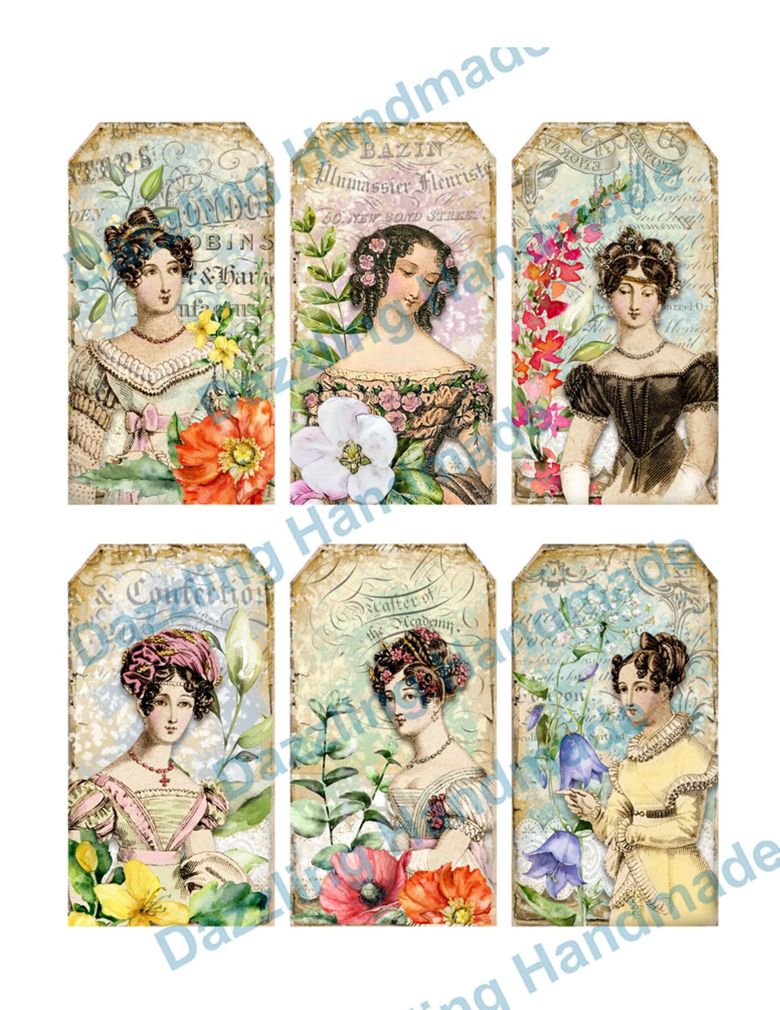 Jane Austen Ladies Printable Antique Tags Ephemera Victorian Clipart ...