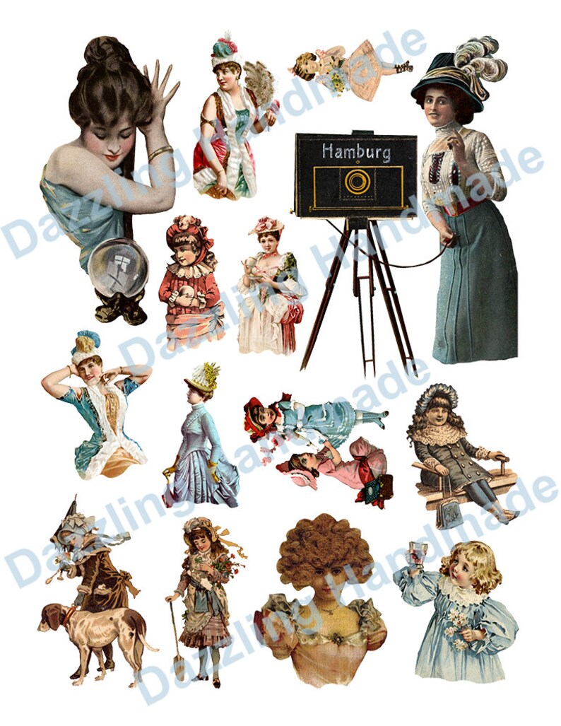 Victorian Ephemera Printable Antique Clipart 63 PNG Elements Junk ...