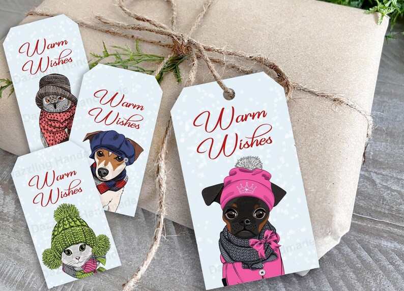 Printable Christmas Gift Tags - Warm Wishes - Junk Journal Commercial ...
