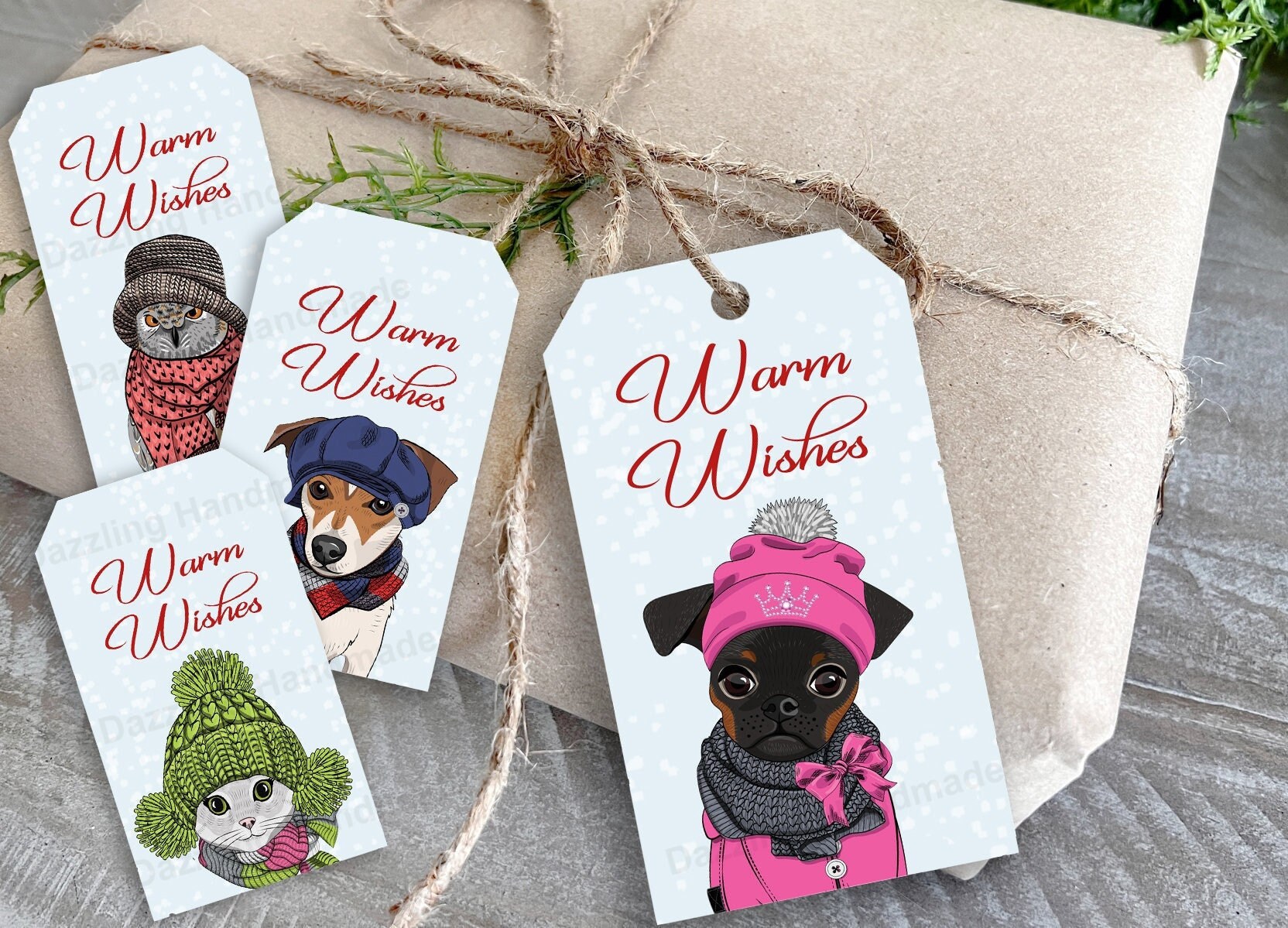 Printable Christmas Gift Tags - Warm Wishes - Junk Journal Commercial ...