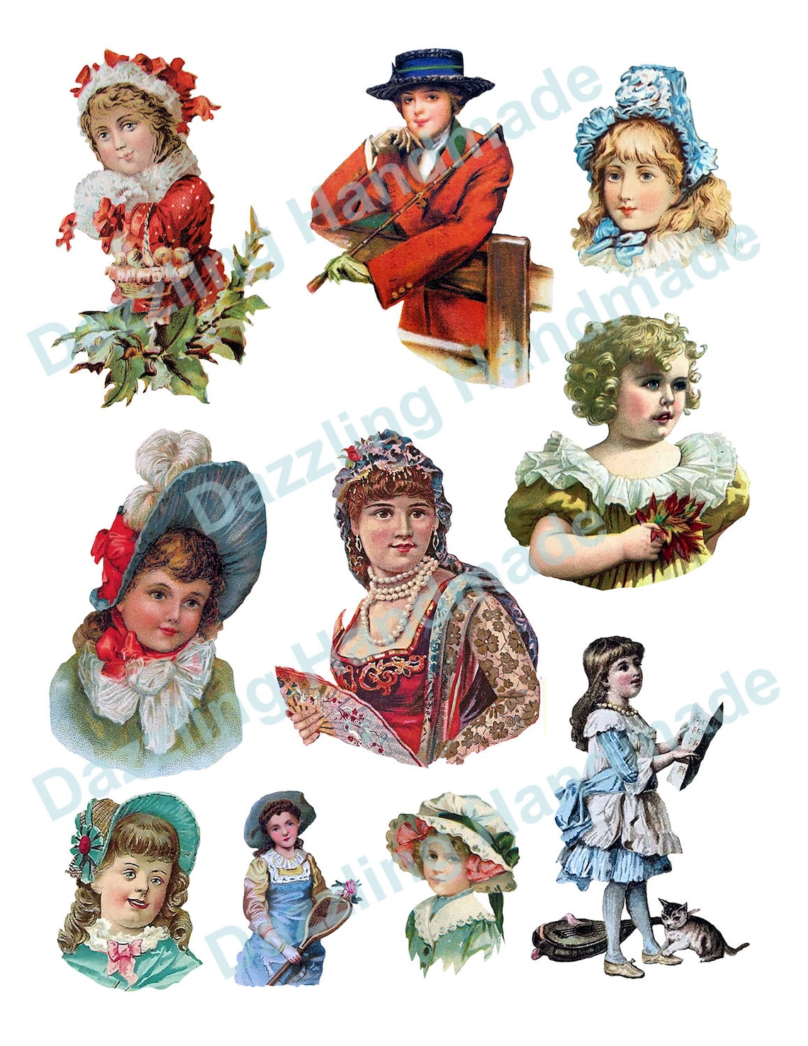 Printable Antique Ephemera Victorian Clipart 48 PNG Elements Commercial ...