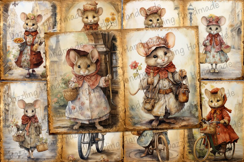 Mouse Story Junk Journal 5 Pages Printable JPG Ephemera Watercolor ...