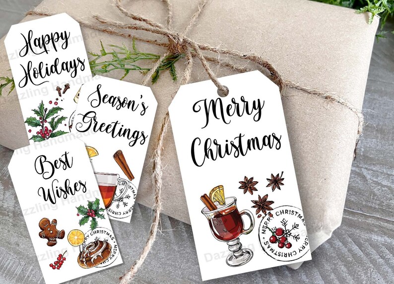 Printable Christmas Gift Tags Winter Snacks Marry Christmas - Etsy