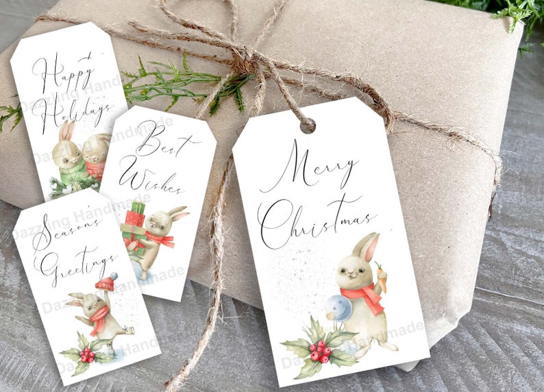 Printable Christmas Gift Tags - Merry Christmas, Season's Greetings ...