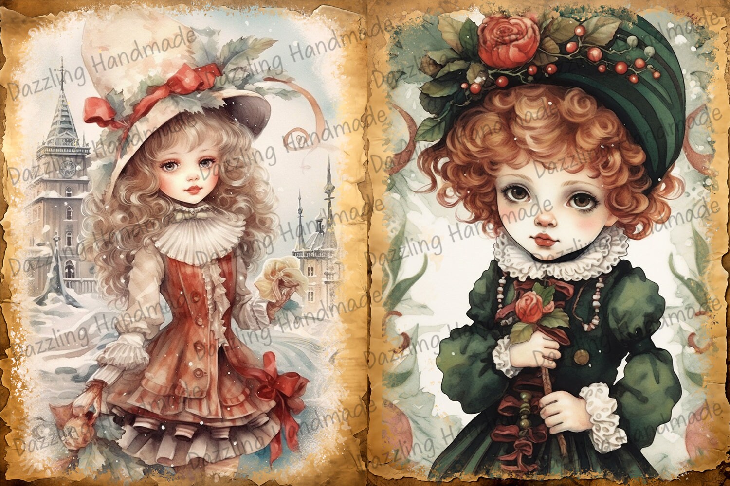 Rococo Little Girl Junk Journal Pages Printable JPG Ephemera - Etsy