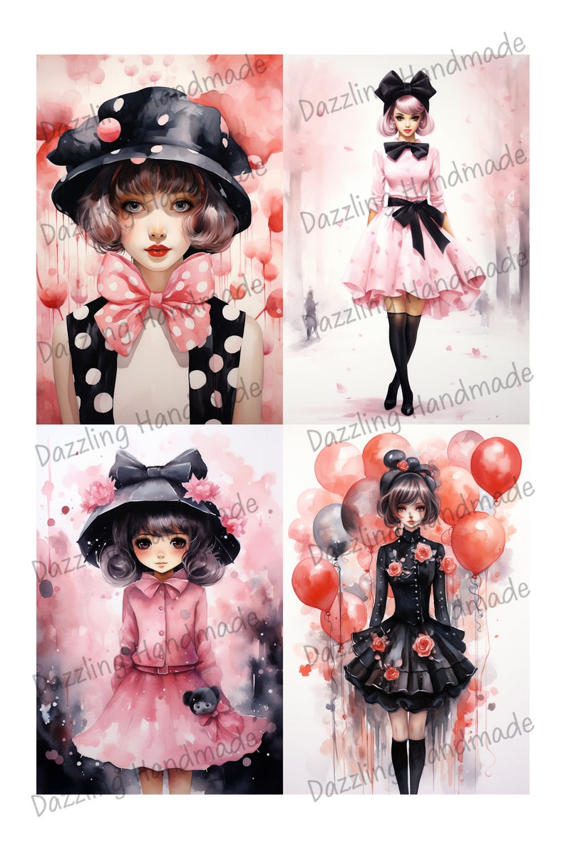 Victorian Cute Girl Postcard Junk Journal Printable Ephemera Watercolor ...