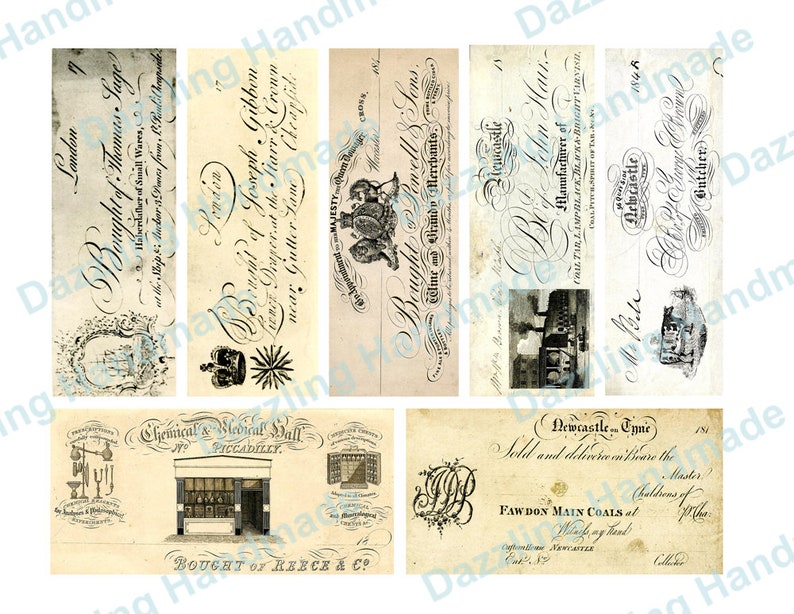SET 4 Printable Antique Paper Ephemera Clipart Junk Journal Commercial ...