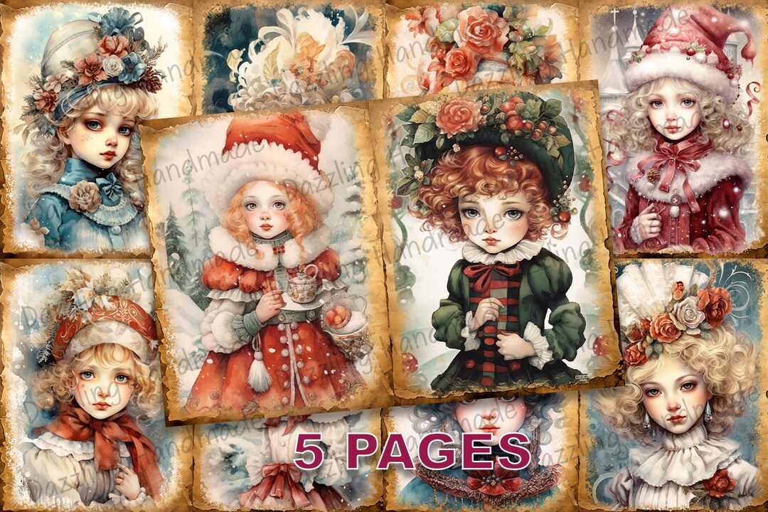 Rococo Little Girl Junk Journal Pages Printable JPG Ephemera Watercolor ...
